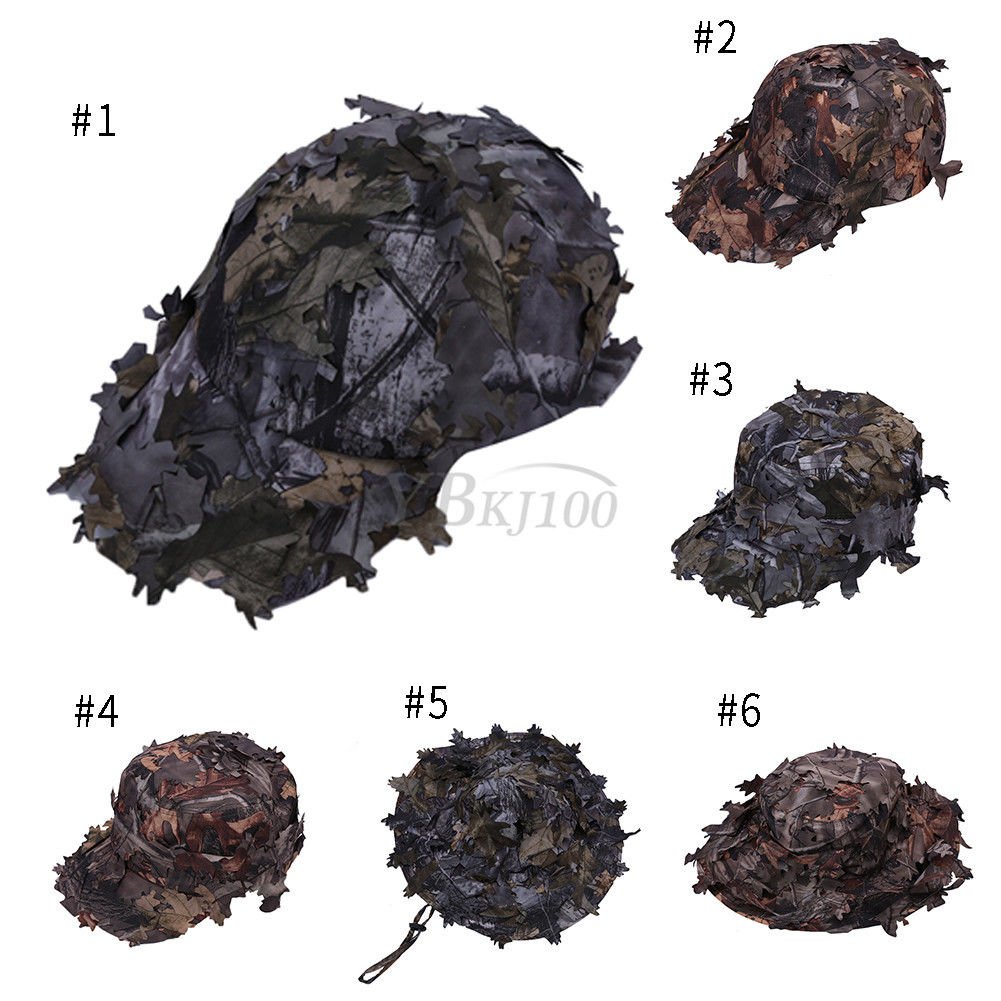 3D Army Camouflage Bionic Leaf Hat Camping Hunting Camo Archery Boonie ...