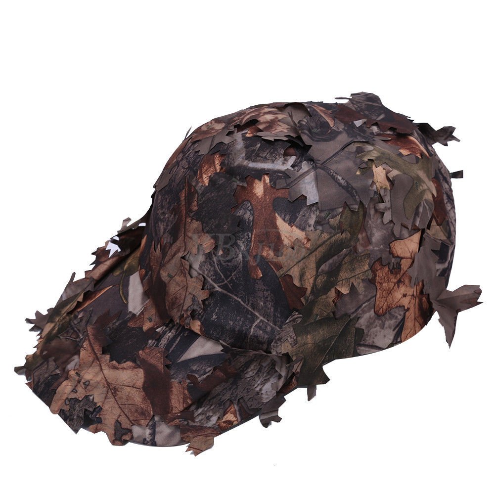 3D Army Camouflage Bionic Leaf Hat Camping Hunting Camo Archery Boonie ...
