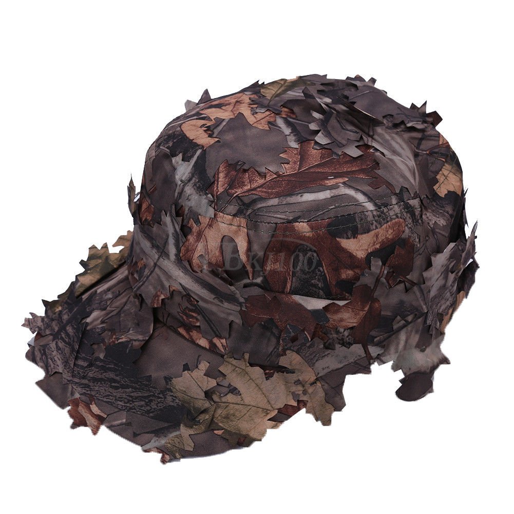 3D Army Camouflage Bionic Leaf Hat Camping Hunting Camo Archery Boonie ...