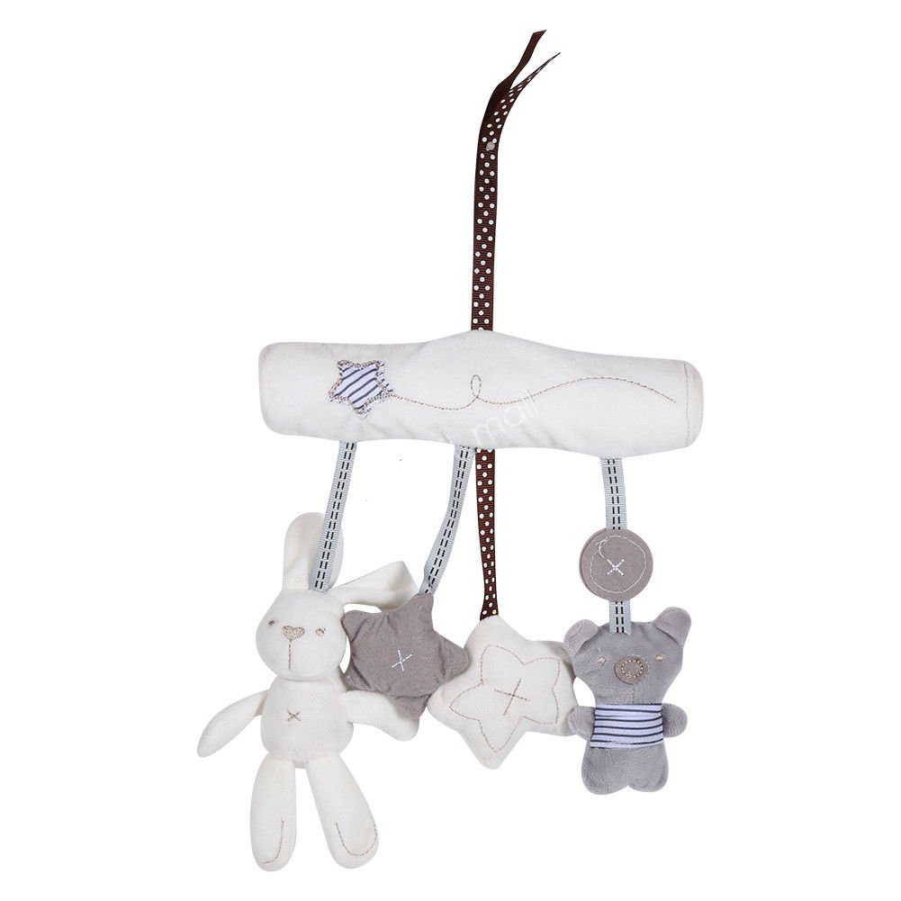 Musical Plush Crib Stroller Baby Pram Bed Rattle Hanging Rabbit Star ...