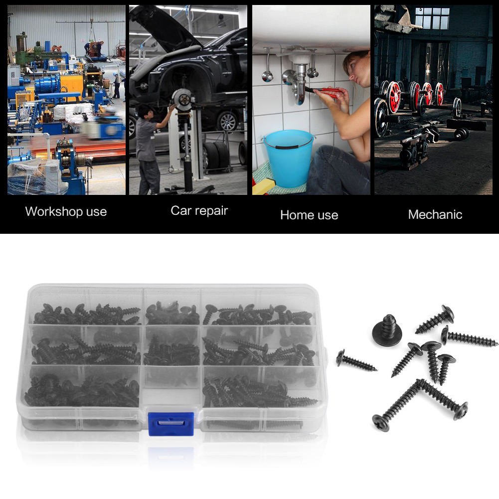 200X Round Head Self-tapping Screw Accessories Screw Assortment Kit ...