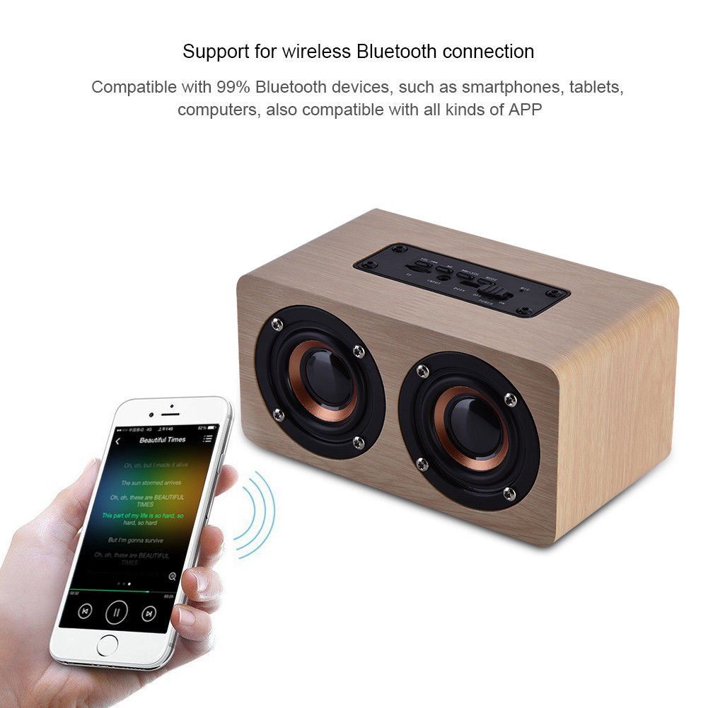 Wooden Wireless Bluetooth Speaker 3D Dual Horn Hands-free Loudspeakers ...