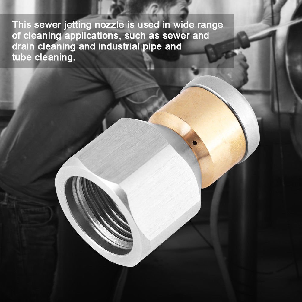 Pressure Washer Drain Cleaning Rotary Nozzle 1/4" 3/8"BSP 0.55-1.2mm ...