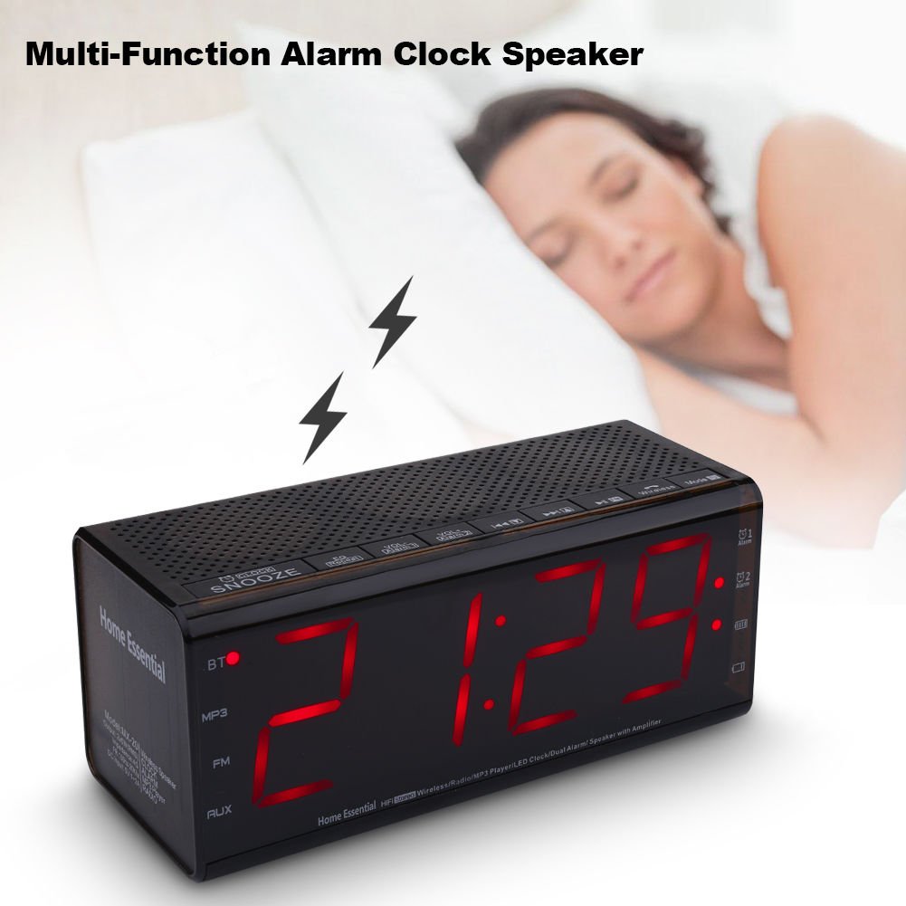Portable Wireless Hi-Fi Bluetooth Speaker Time Clock Stereo MP3 Player ...