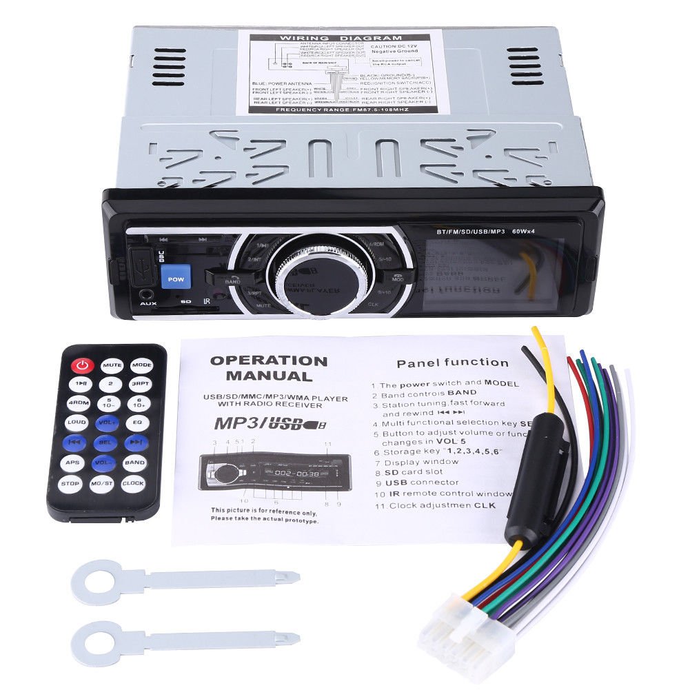 DC 12V Car Bluetooth Hands-free MP3 Player Stereo Audio FM Radio AUX ...