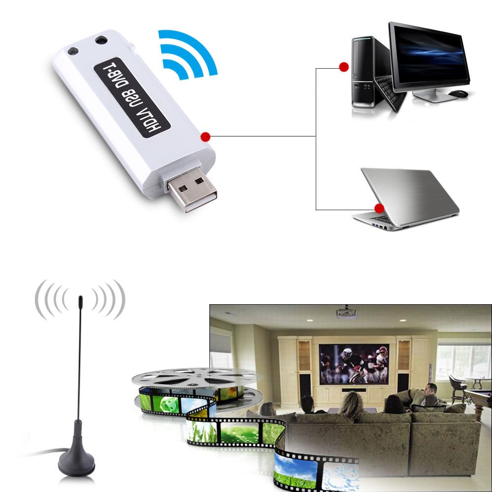 Mini USB 2.0 DVB-T HDTV TV Tuner Dongle Recorder Receiver for Computer ...