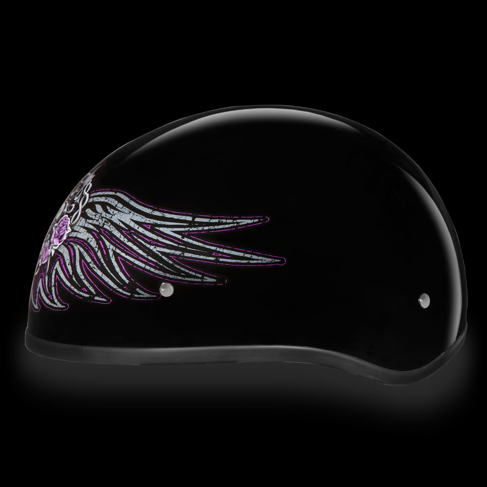 Daytona Helmets Skull Cap W/ BARBED WIRE HEART DOT Motorcycle Helmet D6-BWH