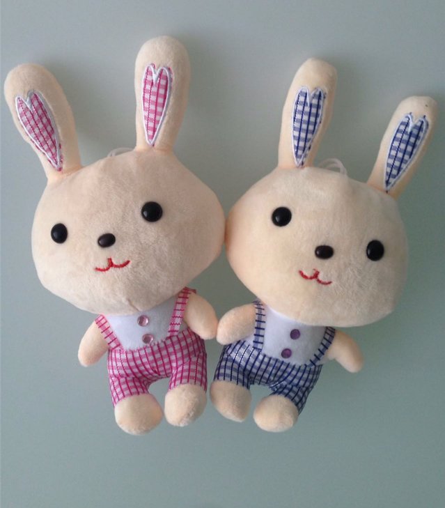 1 Pair Cute cotton Rabbit Stuffed Dolls Push Toy Blue&Red Kawaii Bunny ...