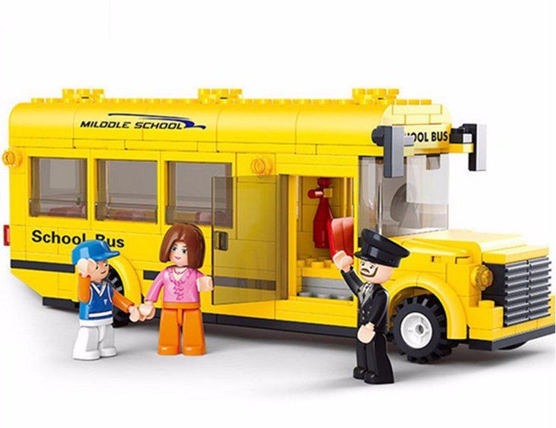 218pcs/set School Bus Building Blocks Enlightenment Puzzle Toys