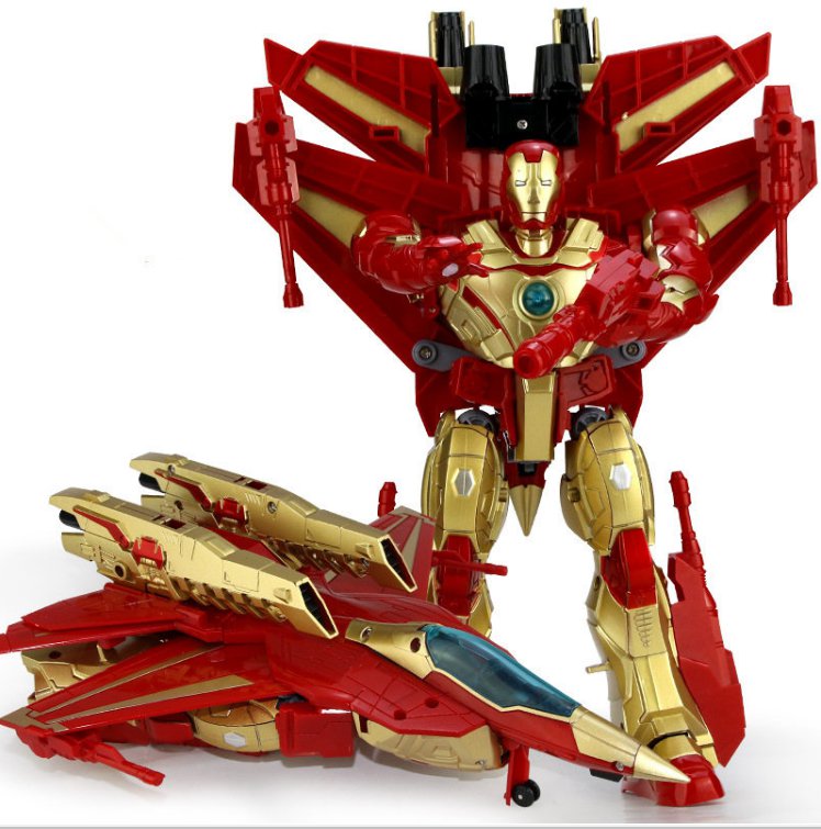 26cm Big Iron Man Hero aircraft Transformation Plastic Robot ...