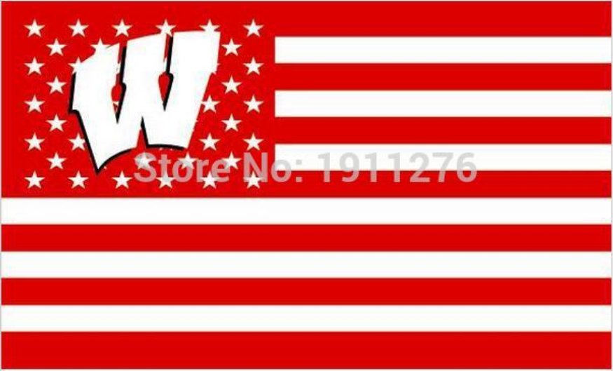 Wisconsin Badgers flag with us stars stripes 3ftx5ft Banner 100D ...