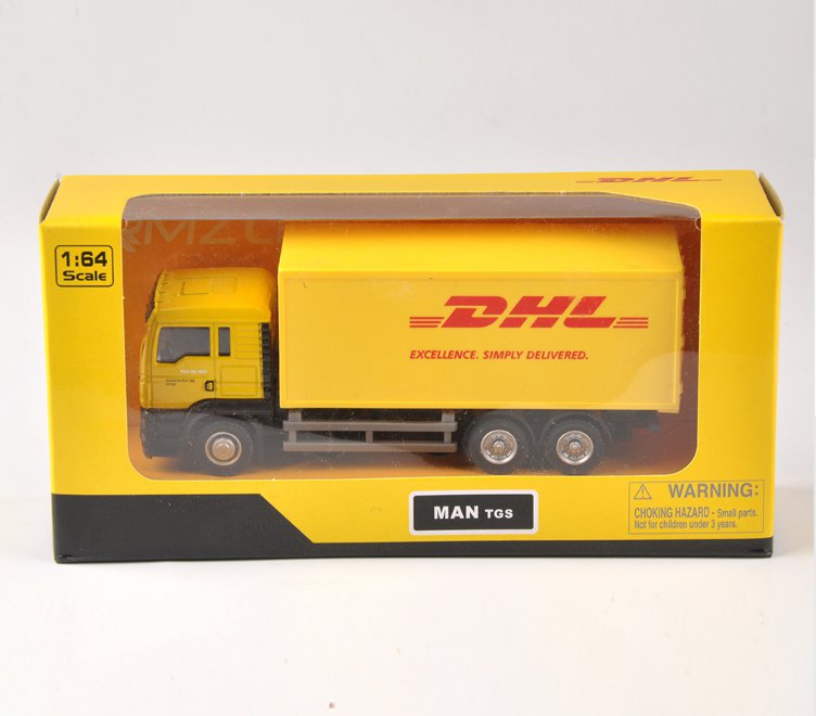 Diecast Truck 1:64 Scale Express DHL Truck Model Yellow Container ...