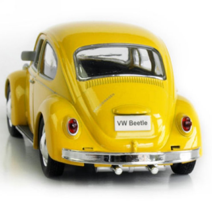 1/32 Scale Yellow VW Beetle 1967 Vintage Diecast Pull Back Car Kids Toys