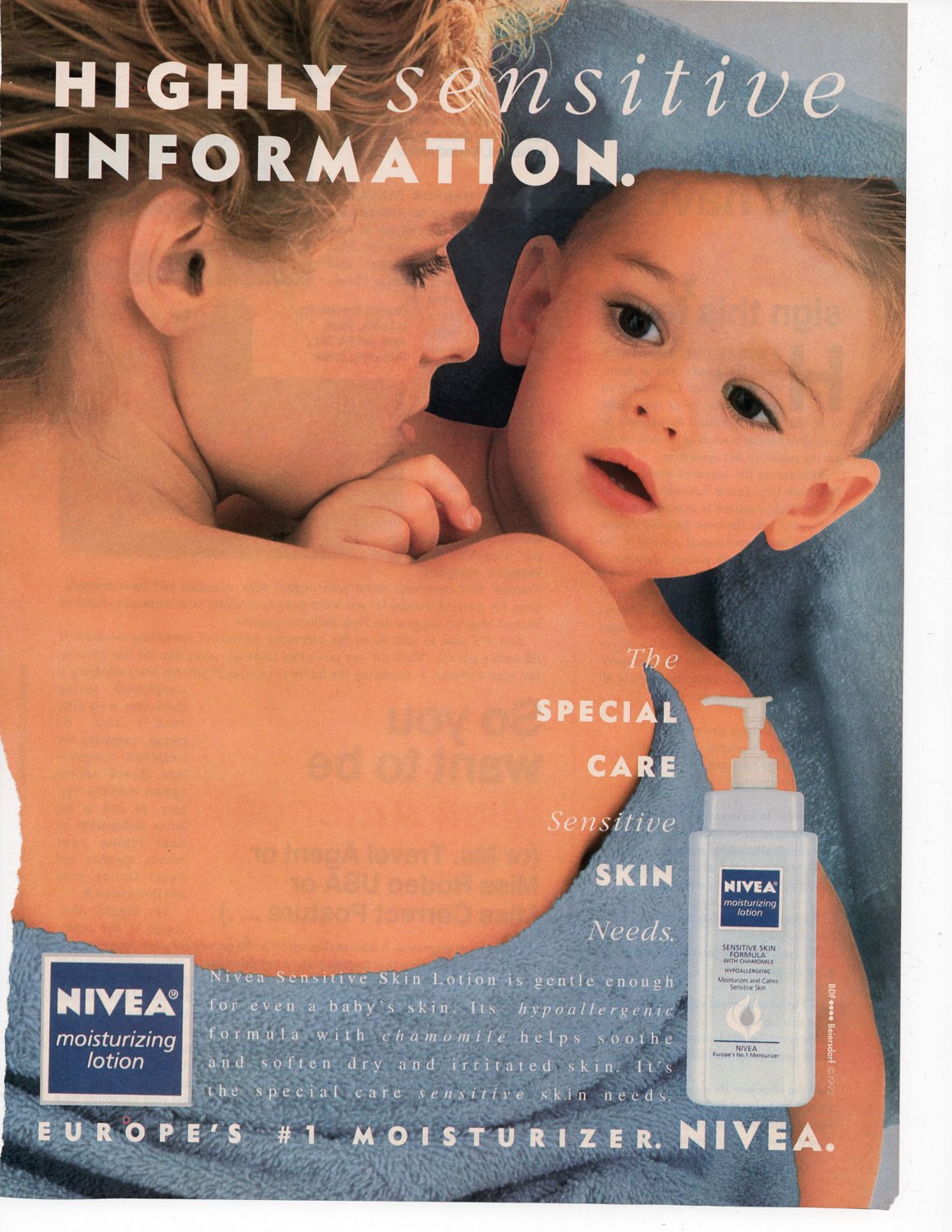 Nivea vintage Magazine Print Ad March 1993