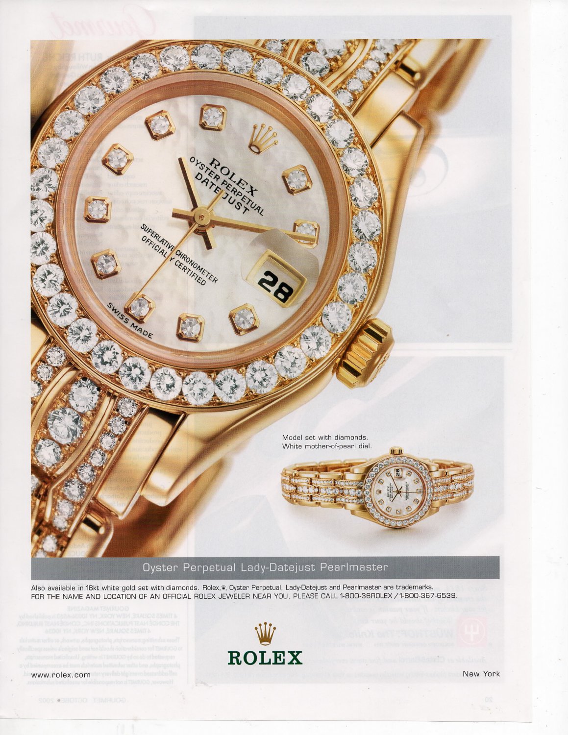 Rolex watch vintage Magazine Print Ad October 2002