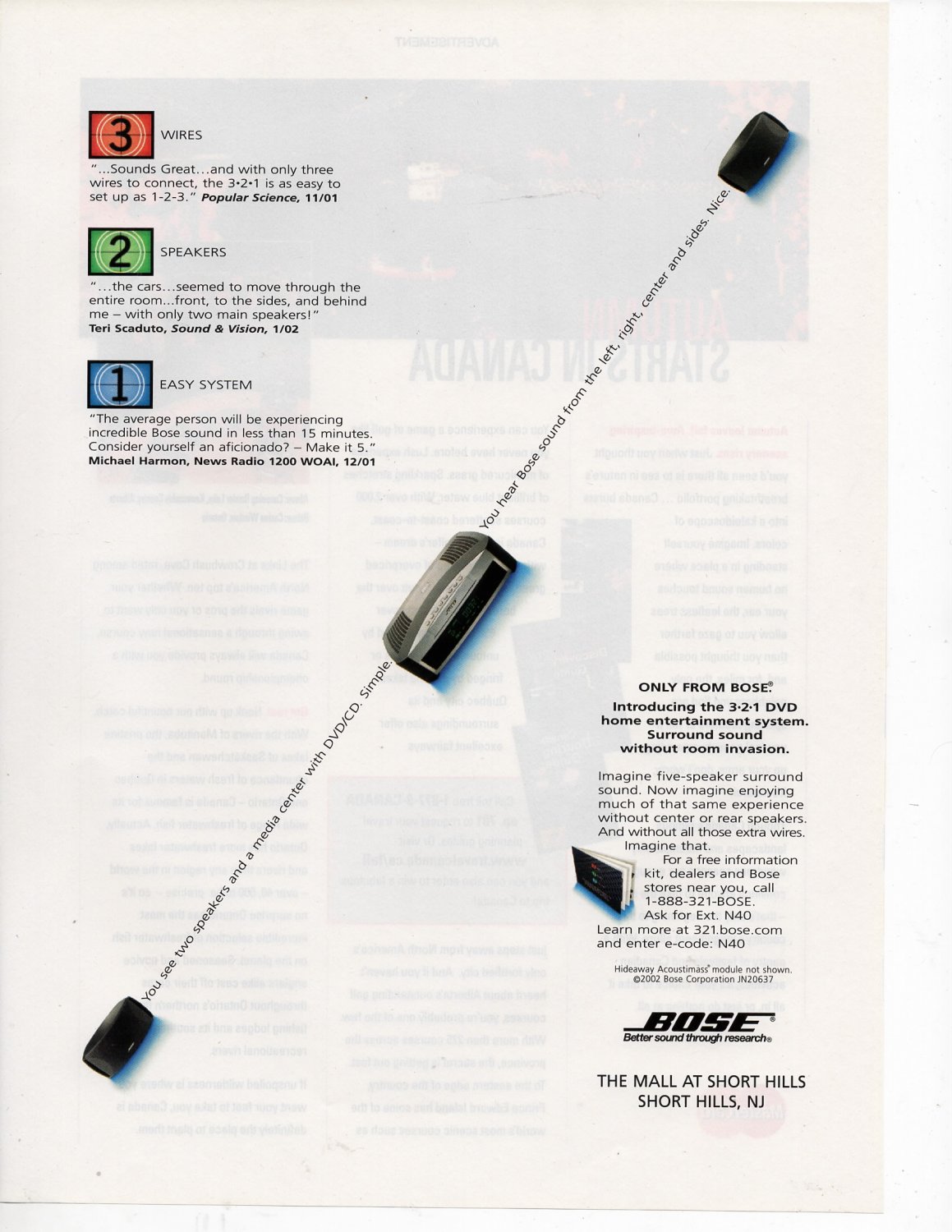 Bose audio vintage Magazine Print Ad October 2002
