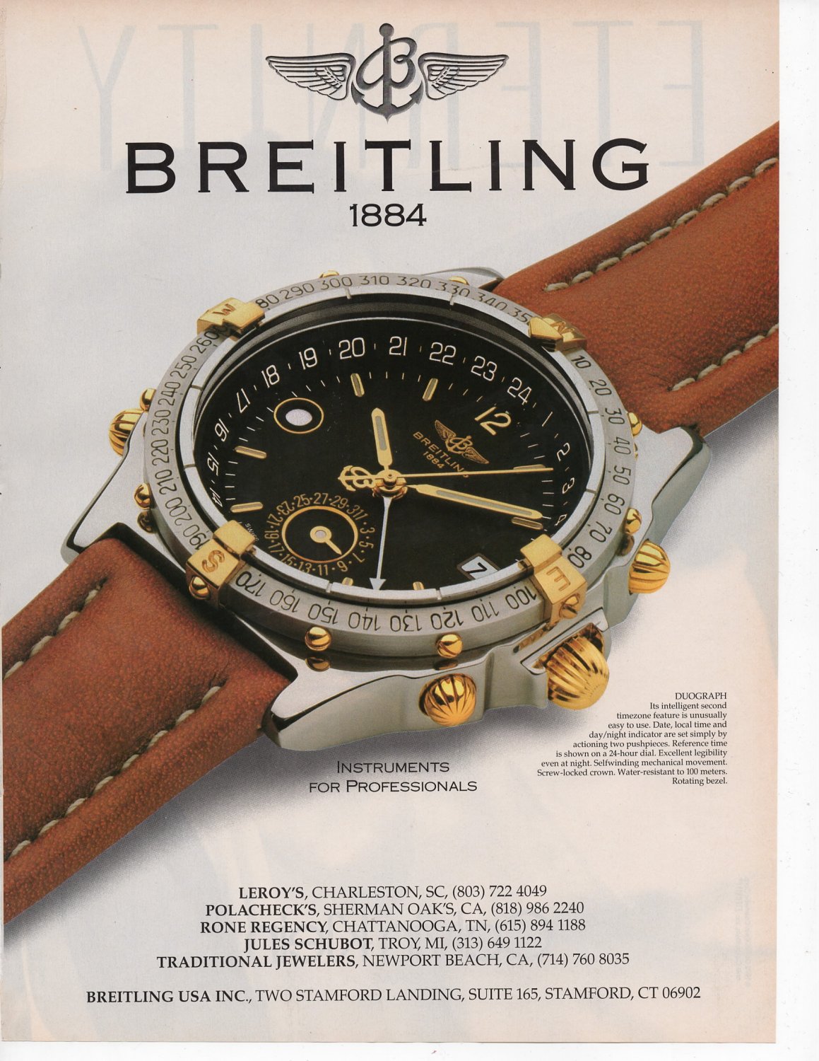 Breitling Watch vintage Magazine Print Ad May 1992