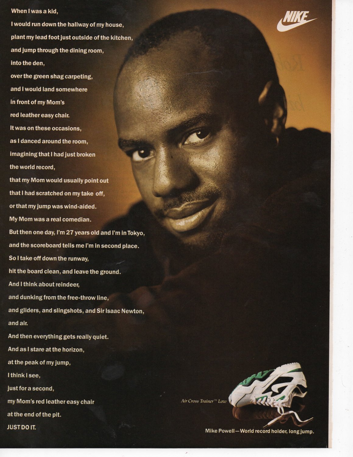 Nike vintage Magazine Print Ad featuring Mike Powell May 1992