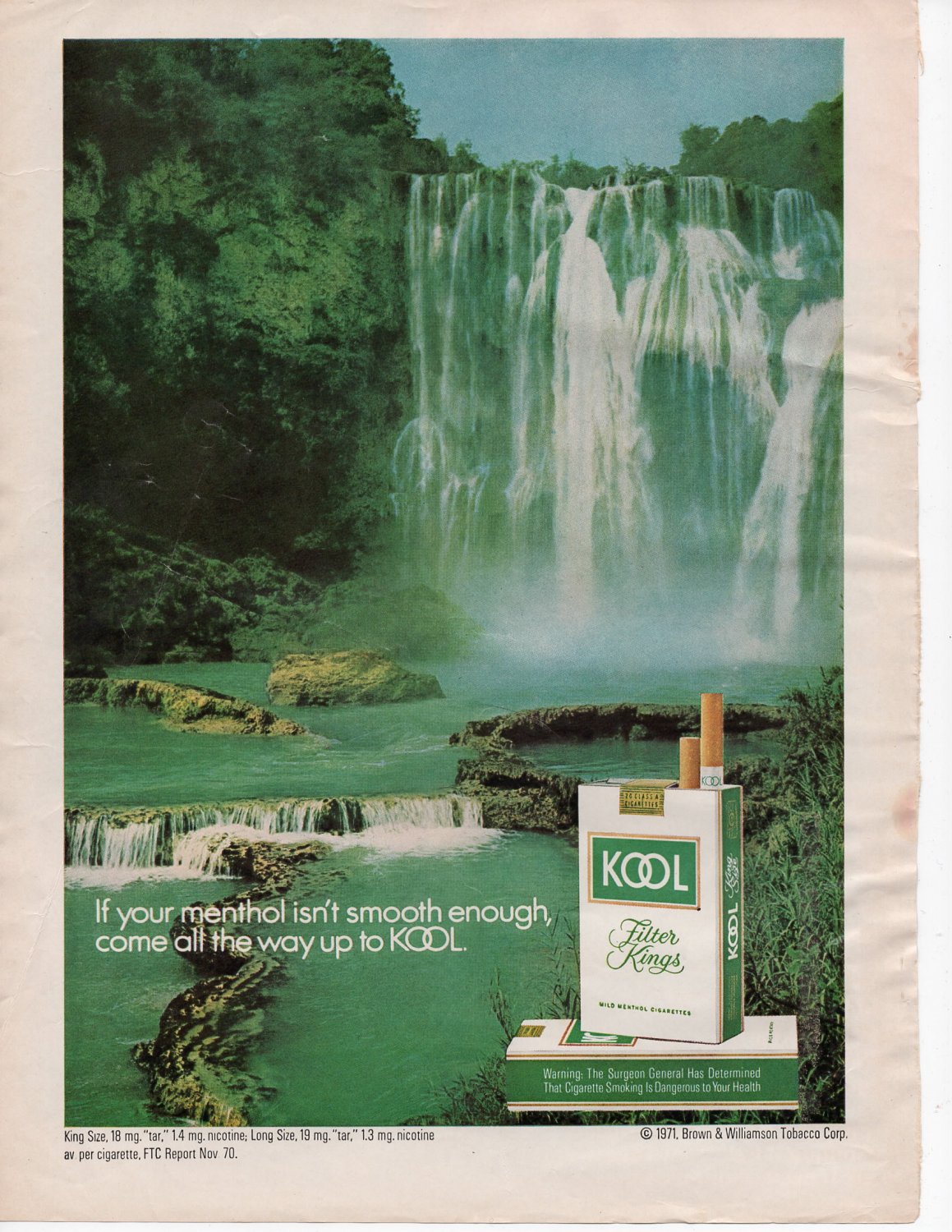 Kool Cigarettes vintage Magazine Print Ad August 1971