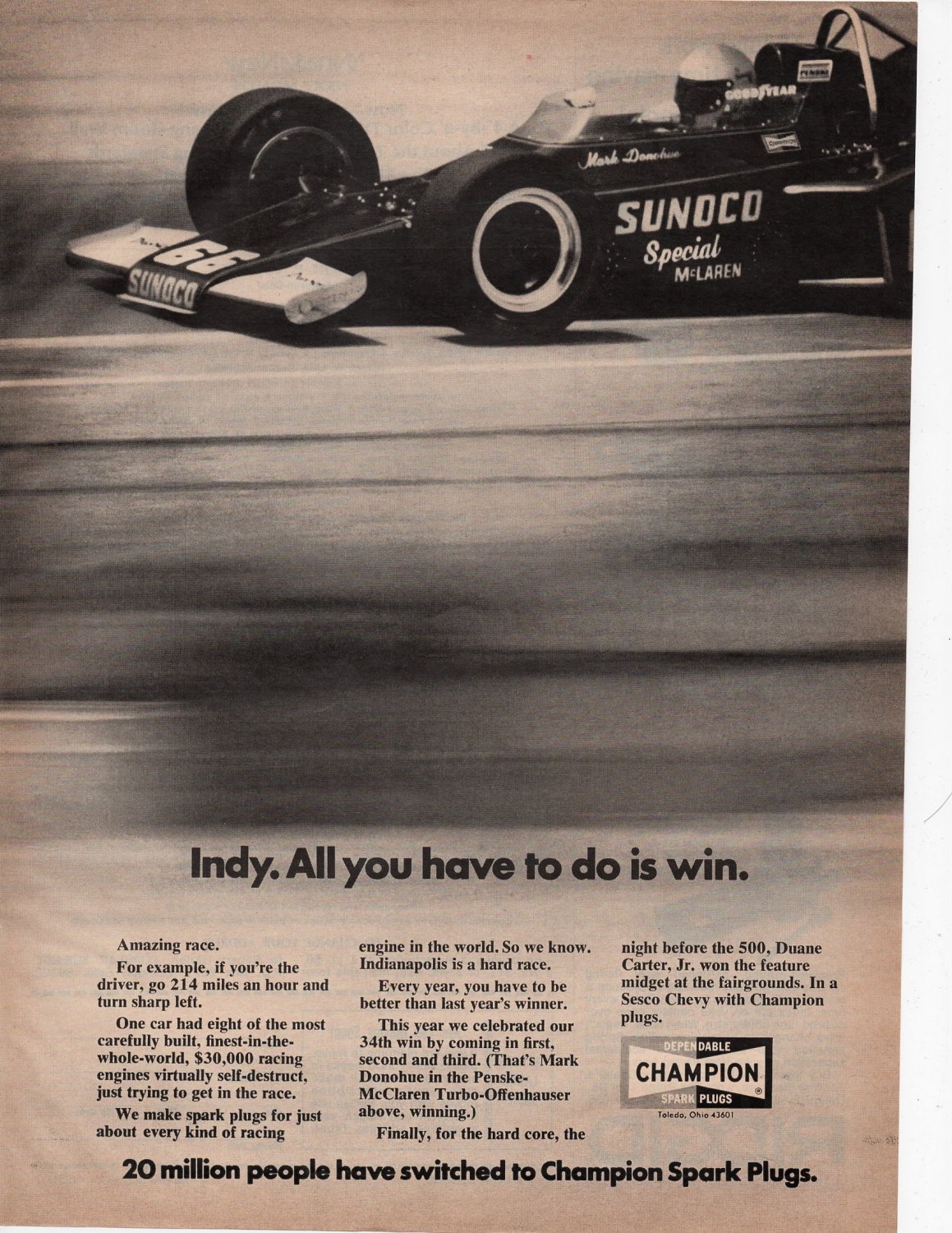 Champion Sparkplugs vintage Magazine Print Ad August 1972 Champion Sparkplugs vintage Magazine Print Ad August 1972
