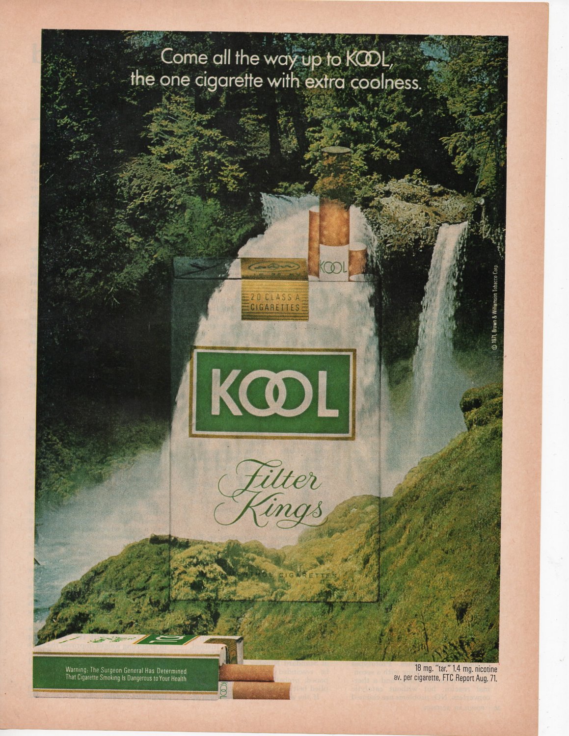 Kool Cigarettes vintage Magazine Print Ad December 1971