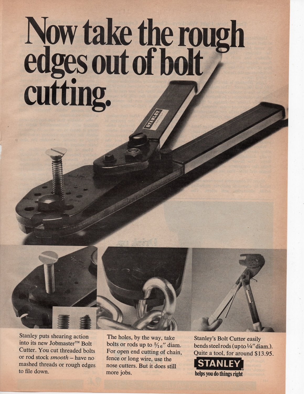 Stanley Tools vintage Magazine Print Ad November 1971
