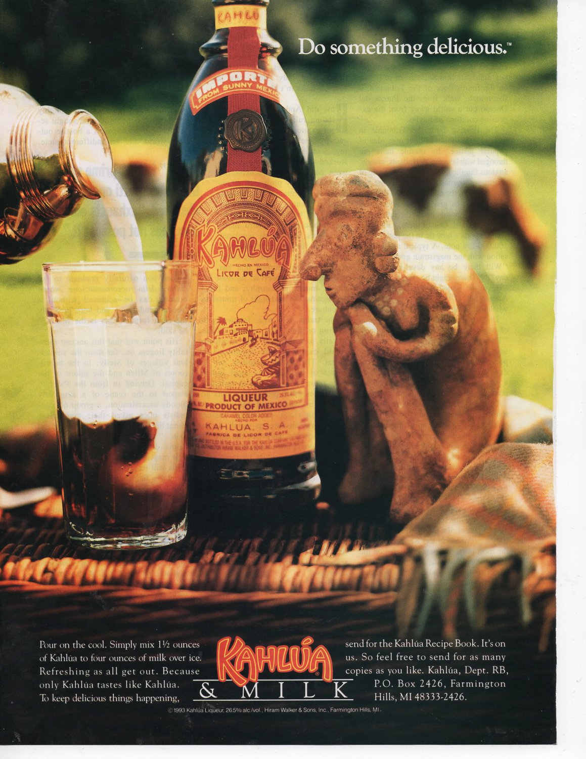 Kahlua vintage Magazine Print Ad July 1993