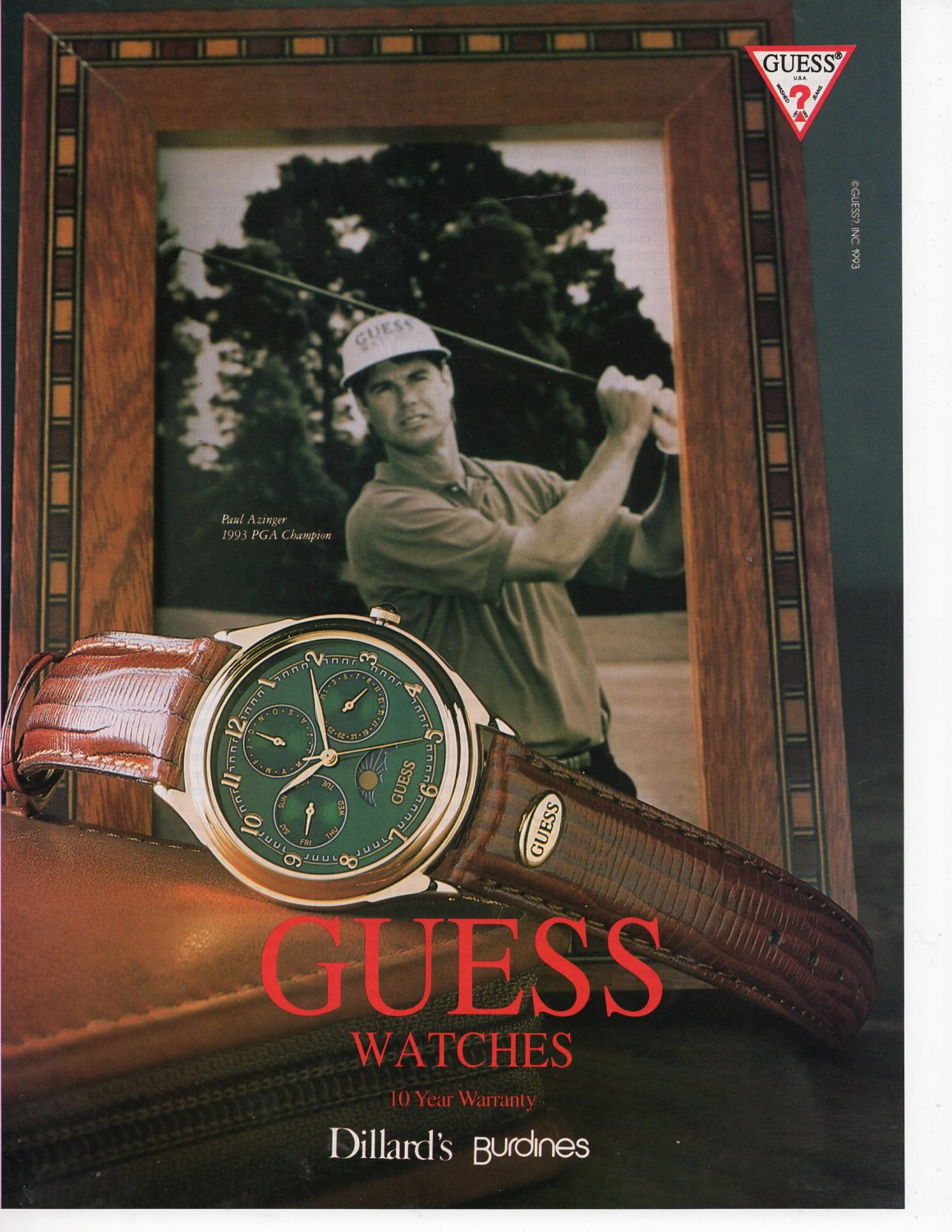 Guess Watch vintage Magazine Print Ad December 1993