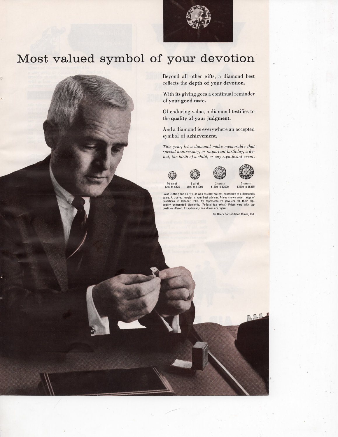 Diamonds vintage Magazine Print Ad February 1957