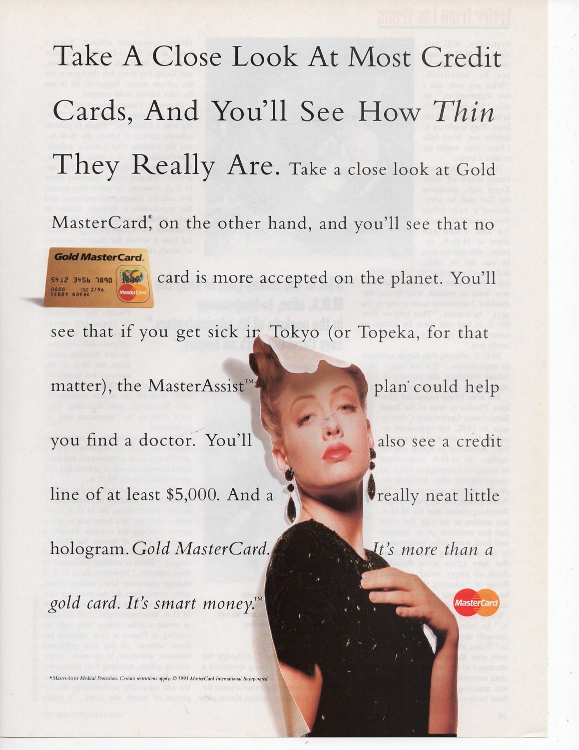 Mastercard vintage Magazine Print Ad September 1993