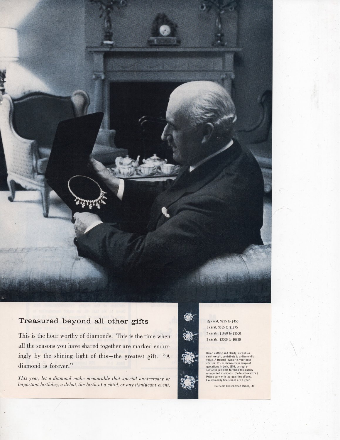 Diamonds vintage Magazine Print Ad October 1958