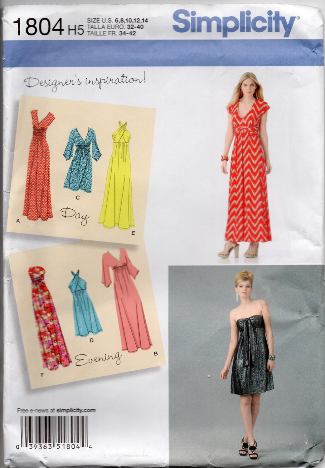 Simplicity Sewing Pattern 1804 Misses' Knit Dresses, each in 2 lengths ...