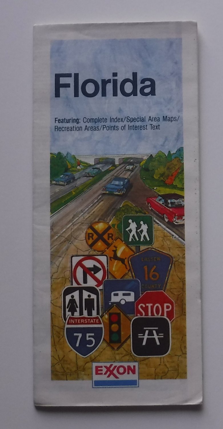 Folding Road Map Florida Exxon 1982
