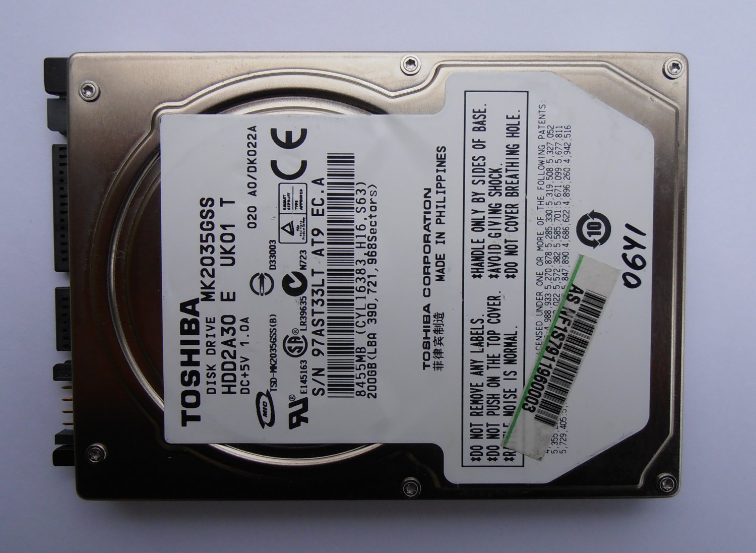 HDD Toshiba MK2035GSS 020 A0\DK022A HDD2A30 E 2.5" SATA 200gb 0641 ...
