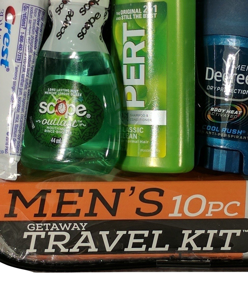 New, Man on the Go Travel Kit, 10 Pieces, Men’s Getaway Easy Carry-on Kit