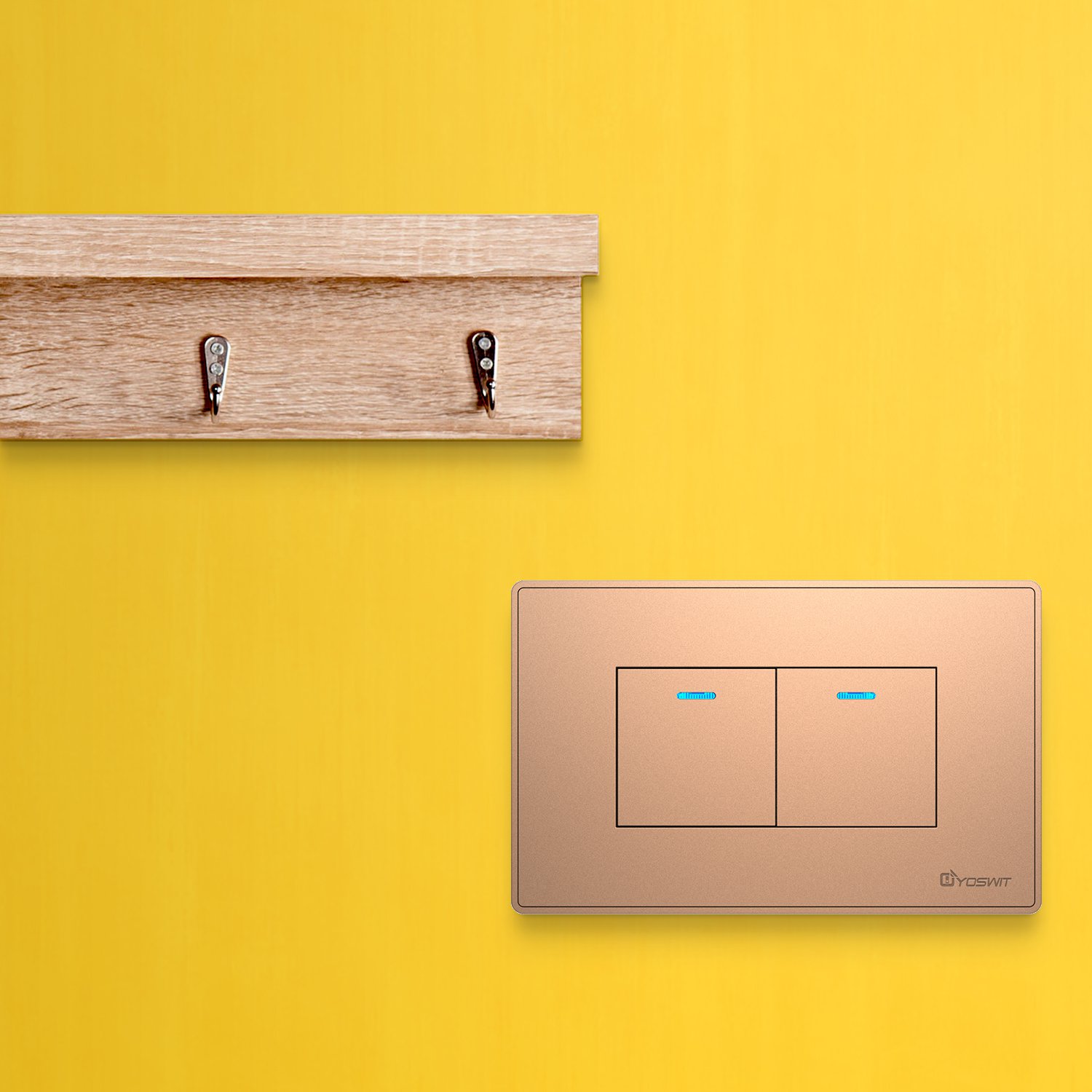 Bluetooth Smart Multi-way Switch 2 Gangs (Socket 118) Gold