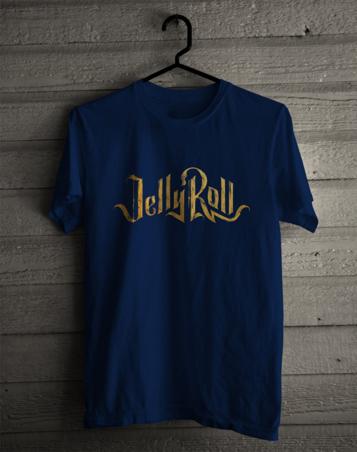 JELLY ROLL GOLD LOGO FRONT SIDE BLUE NAVY TEE ADL01