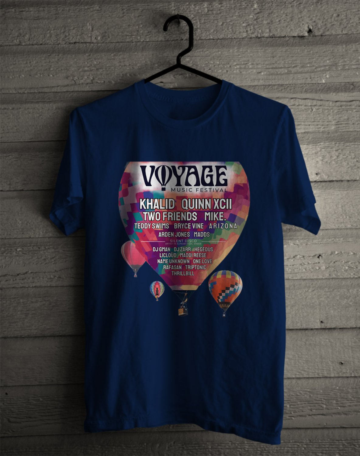 VOYAGE MUSIC FESTIVAL LINEUP 2023 FRONT SIDE NAVY BLUE TEE ADL01