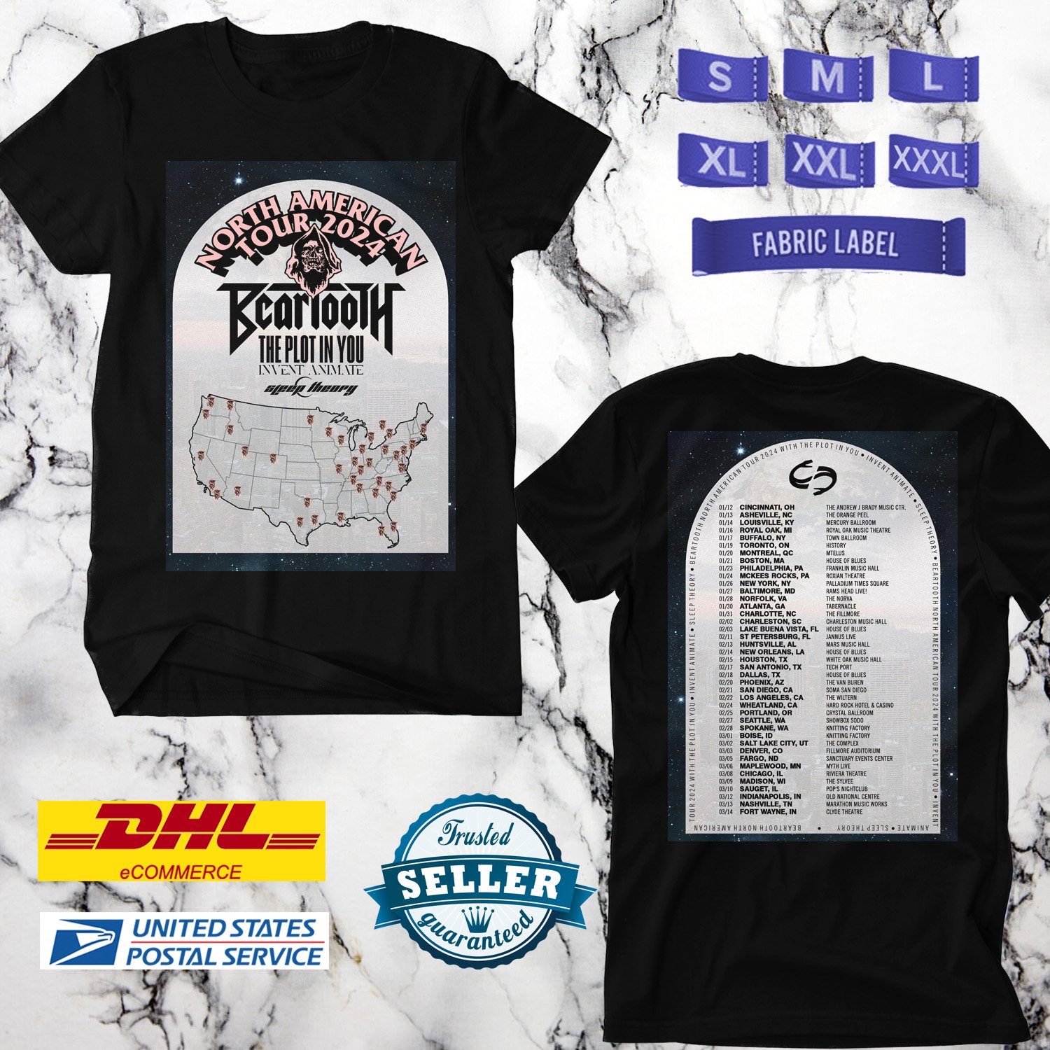 BEARTOOTH THE PLOT IN YOU TOUR 2024, BEARTOOTH TOUR, BEARTOOTH FAN T ...