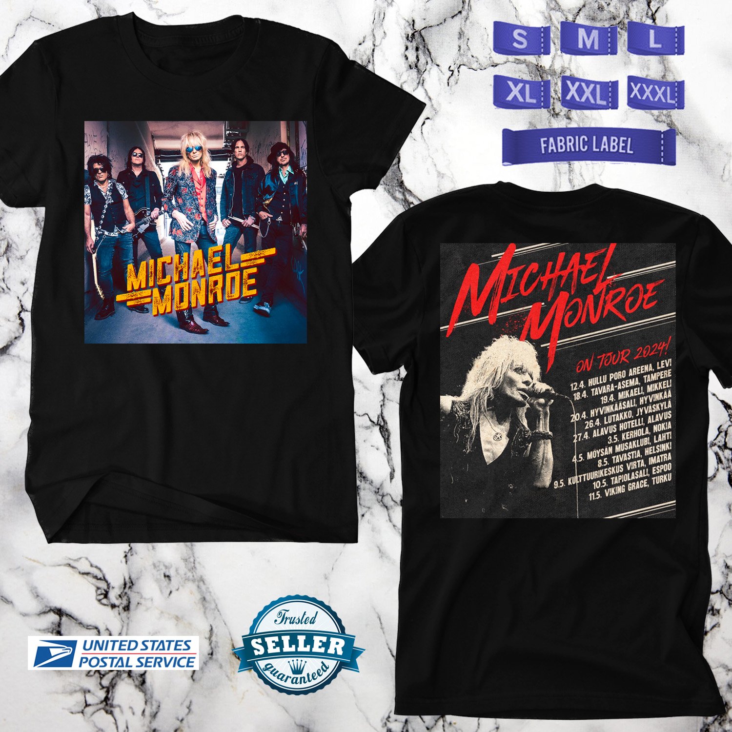MICHAEL MONROE FINLAND TOUR 2024, MICHAEL MONROE TOUR,UNISEX TEE ADL01