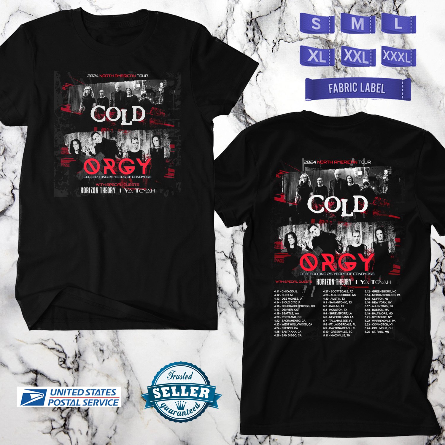 COLD AND ORGY NORTH AMERICAN TOUR 2024, COLD TOUR,UNISEX TEE ADL01