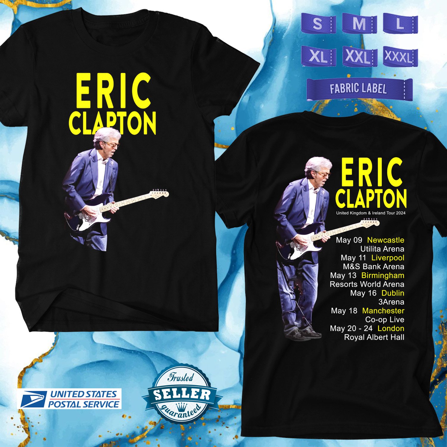 ERIC CLAPTON UNITED KINGDOM TOUR 2024, ERIC CLAPTON TOUR,UNISEX TEE ADL01