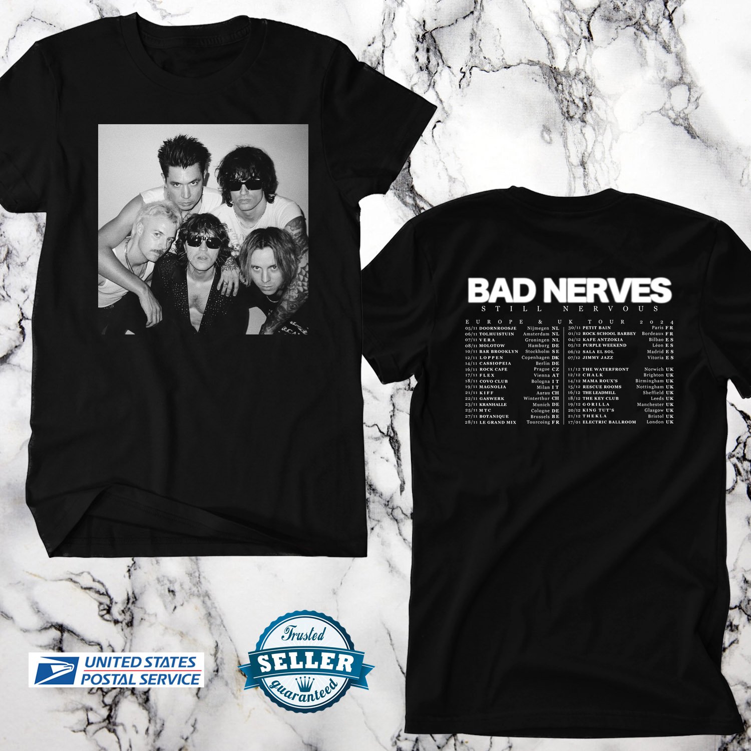 BAD NERVES STILL NERVOUS EU/UK TOUR 2024, BAD NERVES, UNISEX TEE ADL01