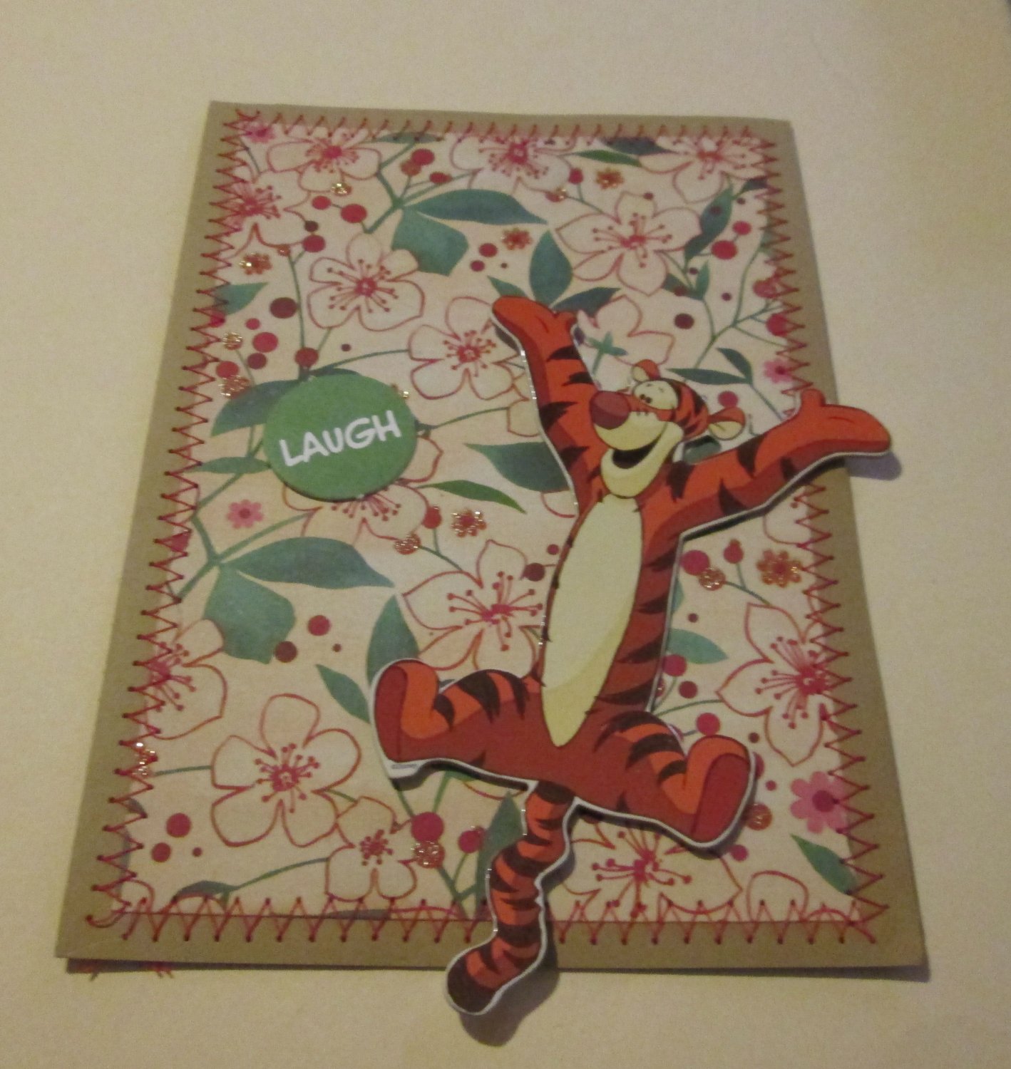 Tigger Laugh - Chipboard Item and Sewn Mat - Mat Set