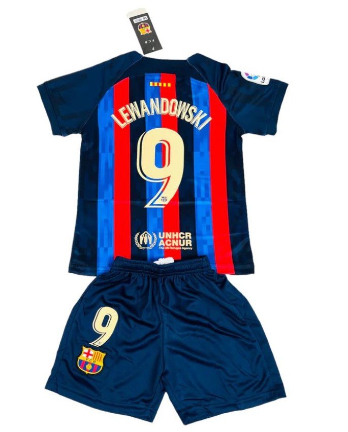 FC Barcelona Lewandowski #9 2022 2023 Kids Youth Home Soccer Football ...