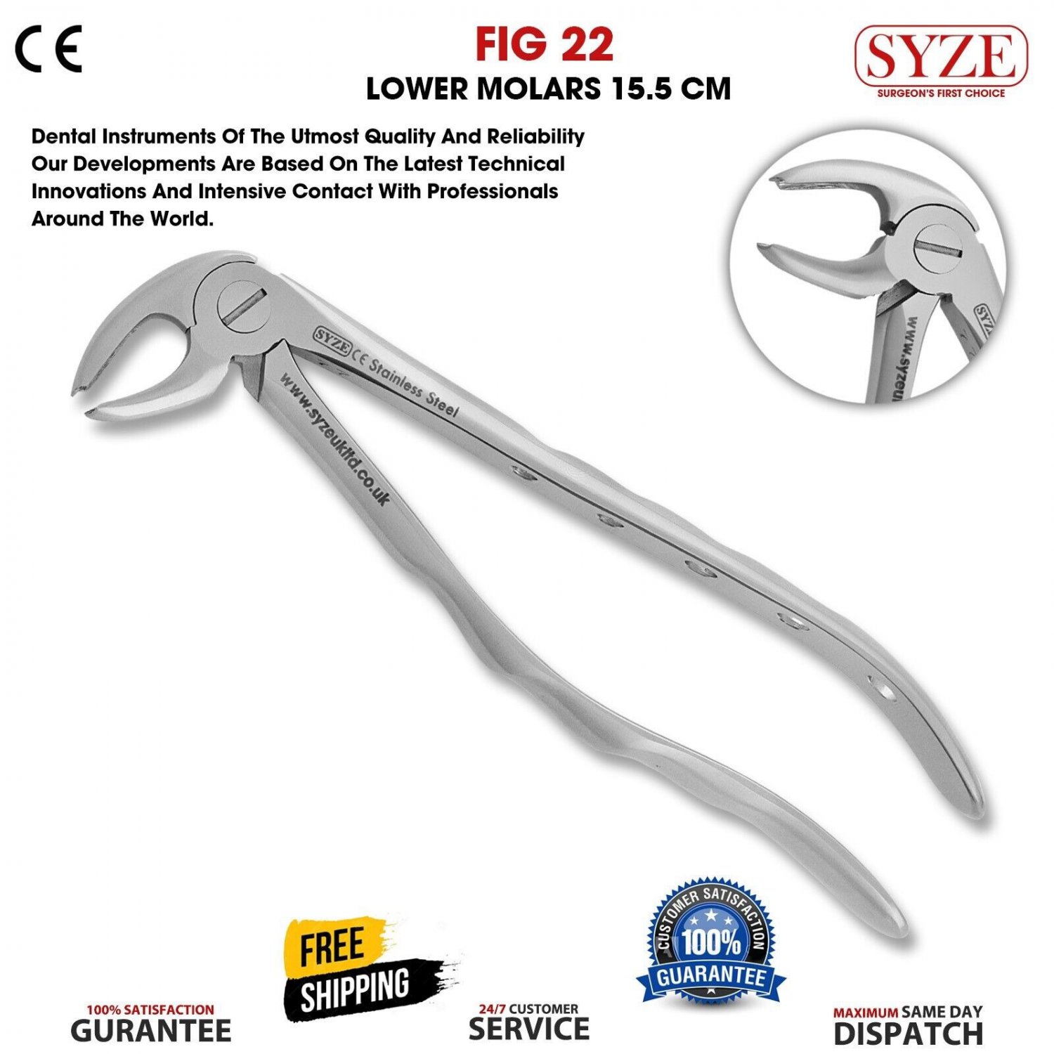 Dental Tooth Extracting Extraction Forceps Lower Molars Fig 86A ...