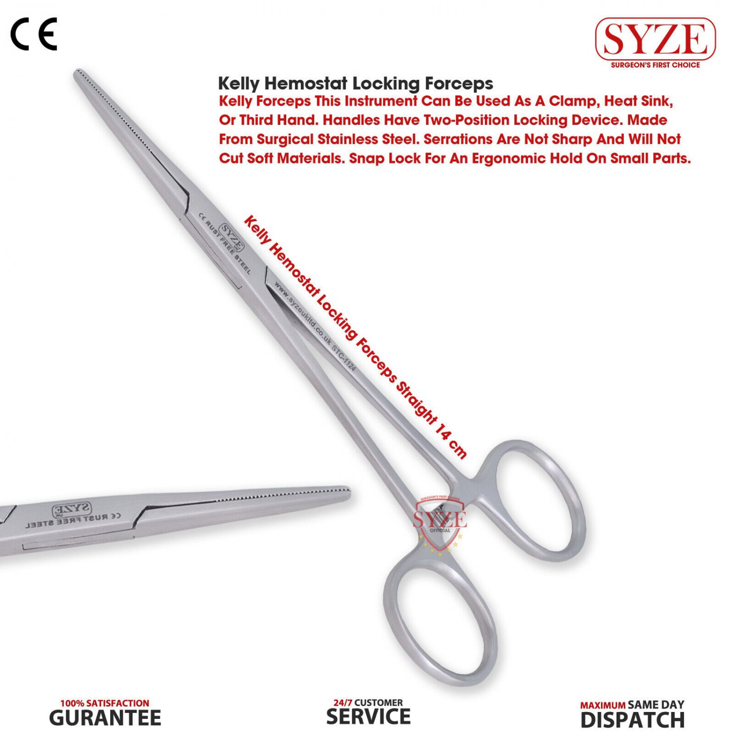 SYZE Kelly Forceps Suture Straight Curve Artery Hemostat Locking ...