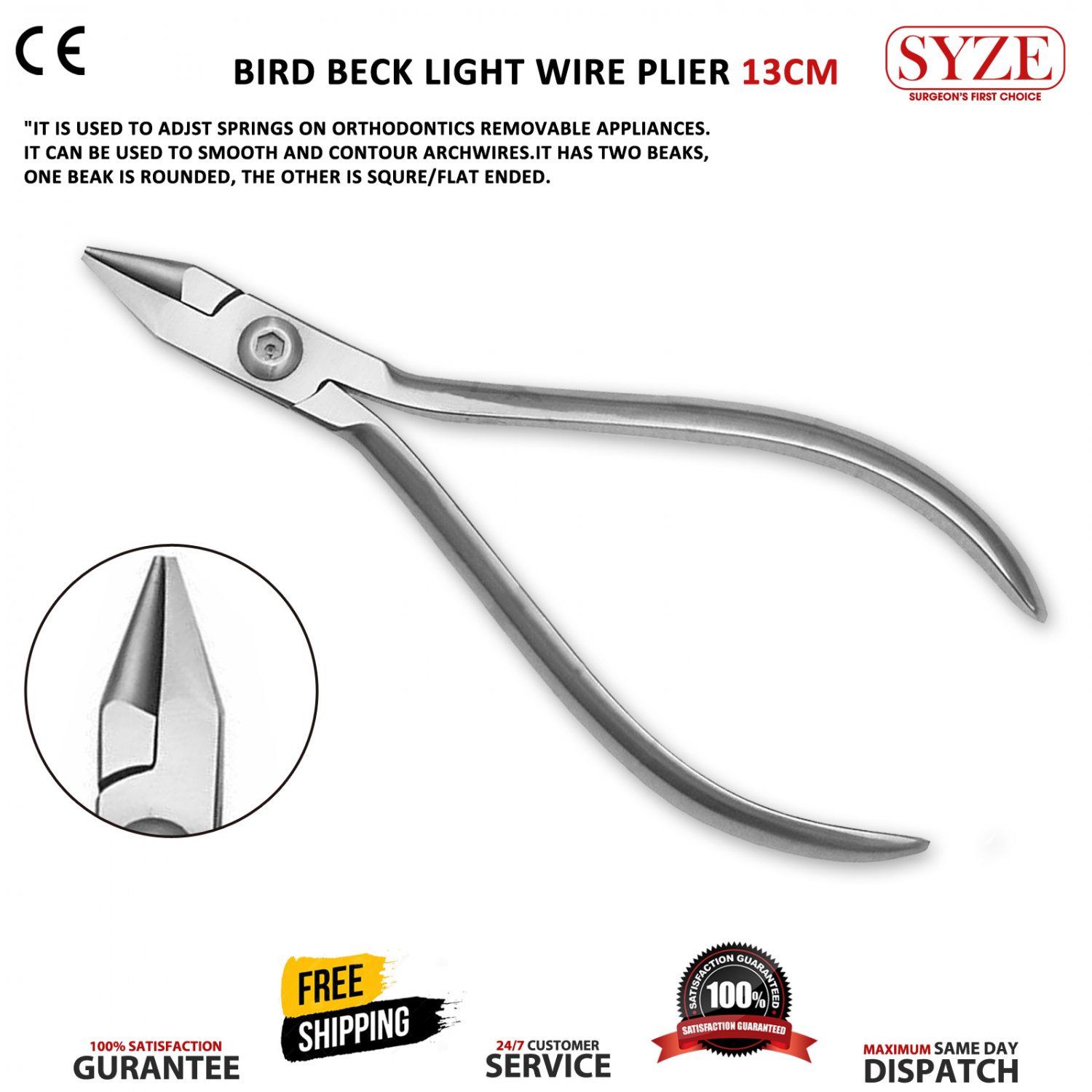 ORTHODONTIC BIRD BEAK WIRE BENDING ADJUSTING FORMING PLIER 13CM