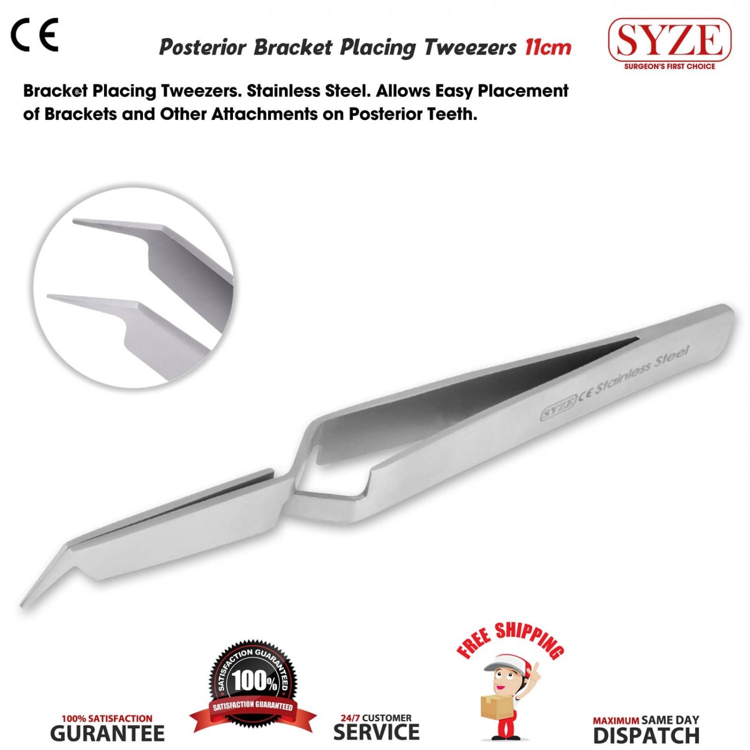 STAINLESS STEEL Posterior BRACKET PLACING Orthodontic Dental Forceps ...