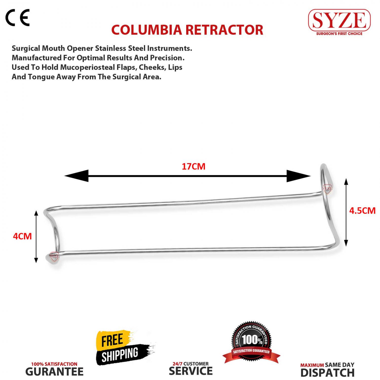 Syze Surgical Columbia Cheek Retractor 17cm Cheeks Lips and Tongue ...